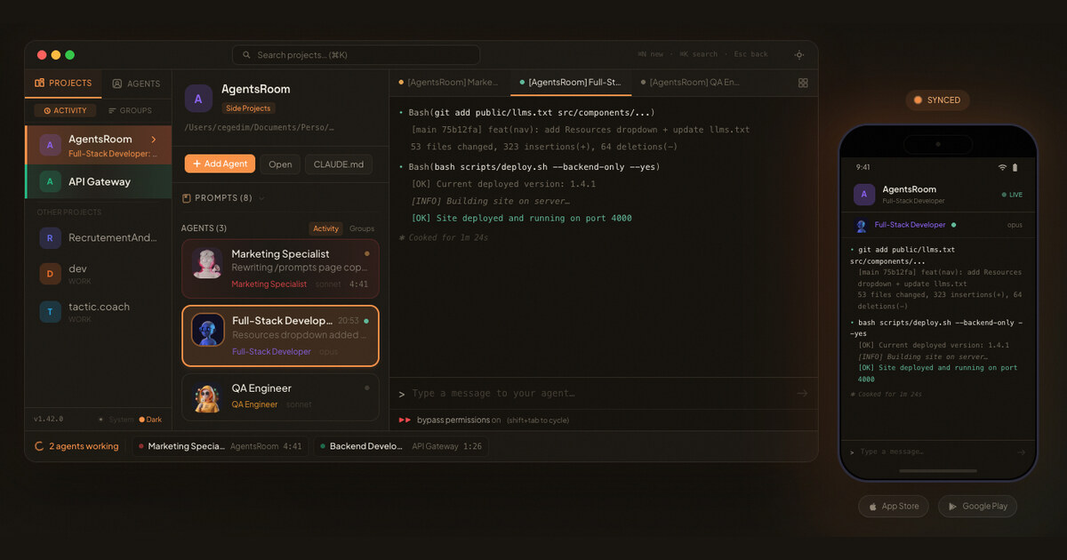AgentsRoom: multi-project & multi-agent orchestration, a terminal & IDE ...